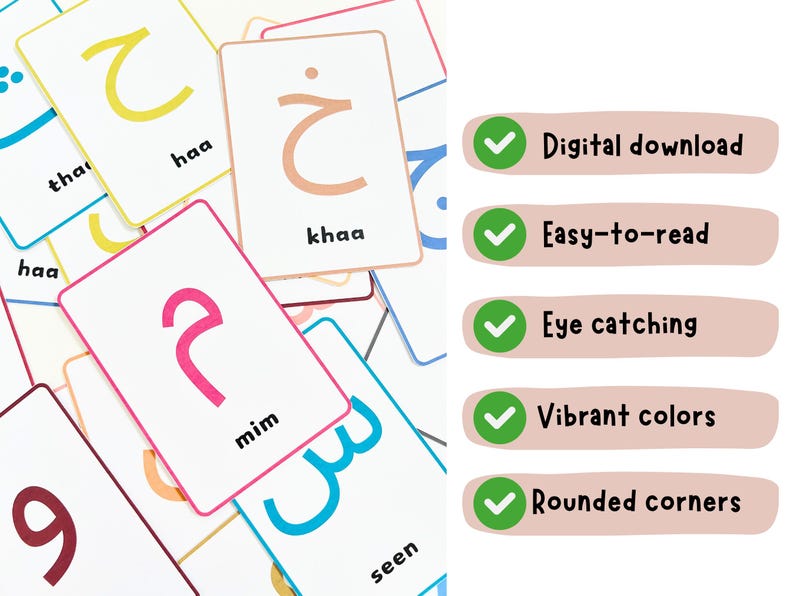 Arabic Alphabet Flashcards for Kids – Digital Download | Printable ...