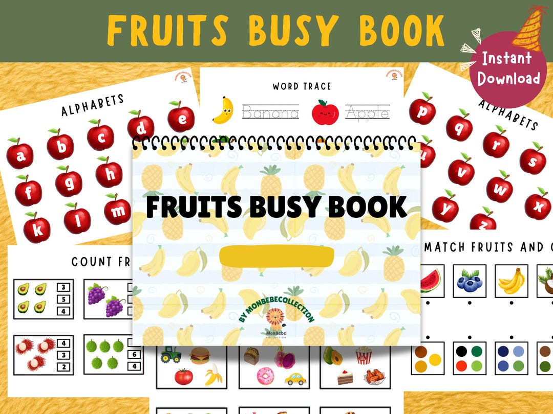 Printable Busy Book With Fruits Activities for Toddlers and Preschool ...