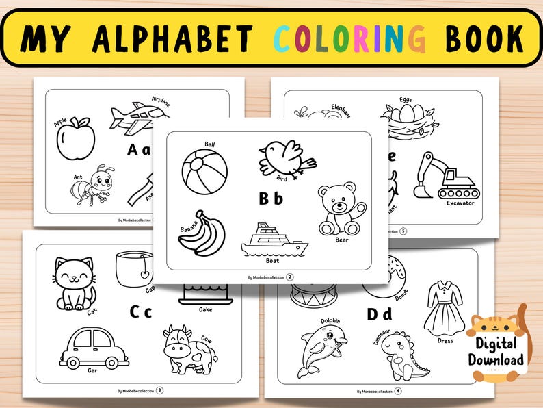 Alphabet Coloring Pages, Preschool Printable (digital Download) - Etsy