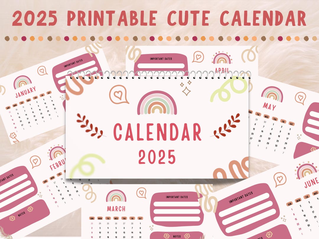 2025 Printable Cute Pastel Calendar Printable Calendar for Home & Work ...