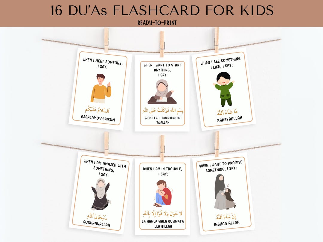 Dua Cards for Kids | Arabic Printable | Dua Pocket Flashcards | Dua for ...