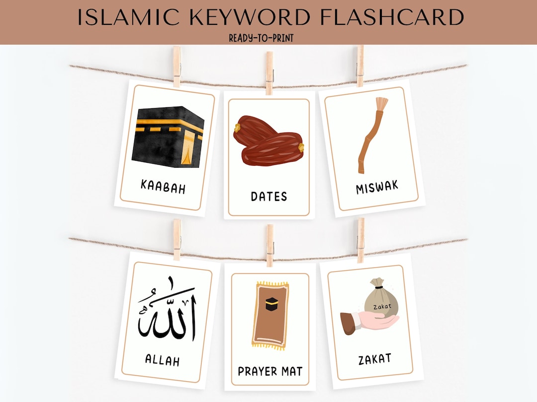 Islamic Keyword Flashcard for Kids | Islamic Learning Cards for ...