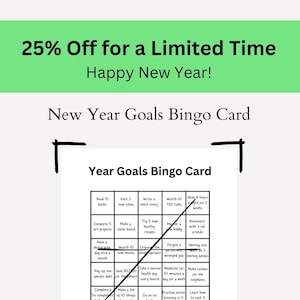 Year Goals Bingo Card, New Year Resolutions Bingo, 2025 Goals Tracker ...