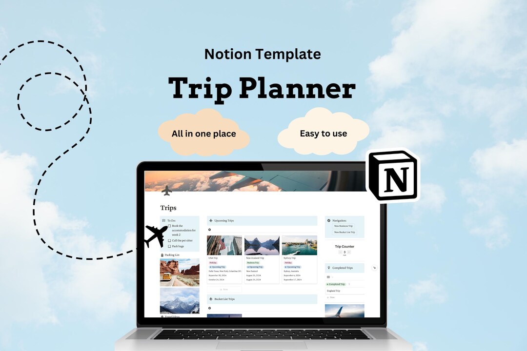 Digital Trip Planner, Digital Vacation Planner, Trip Tracker, Digital ...