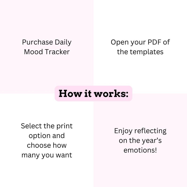 Mood Journal, Mood Tracker Printable, A Year in Pixels, Daily Emotion ...
