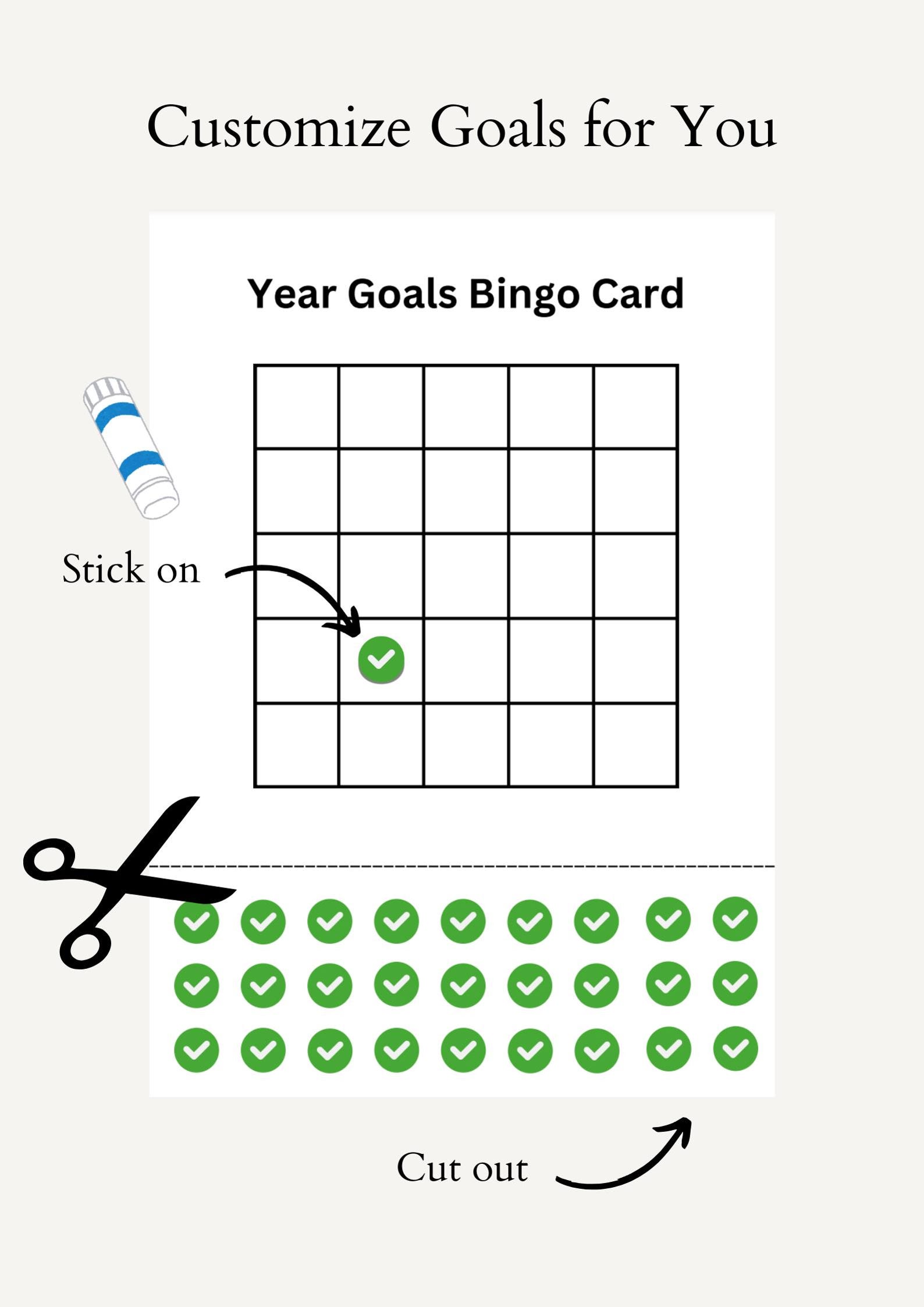 Year Goals Bingo Card, New Year Resolutions Bingo, 2025 Goals Tracker ...
