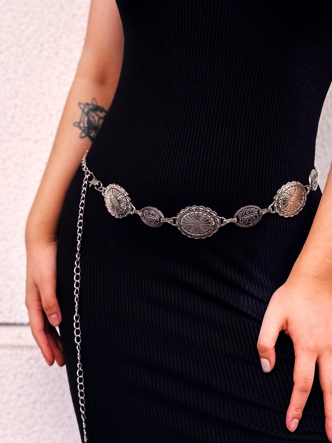 Chaîne de taille bohème de style ethnique : ceinture en métal rétro ...