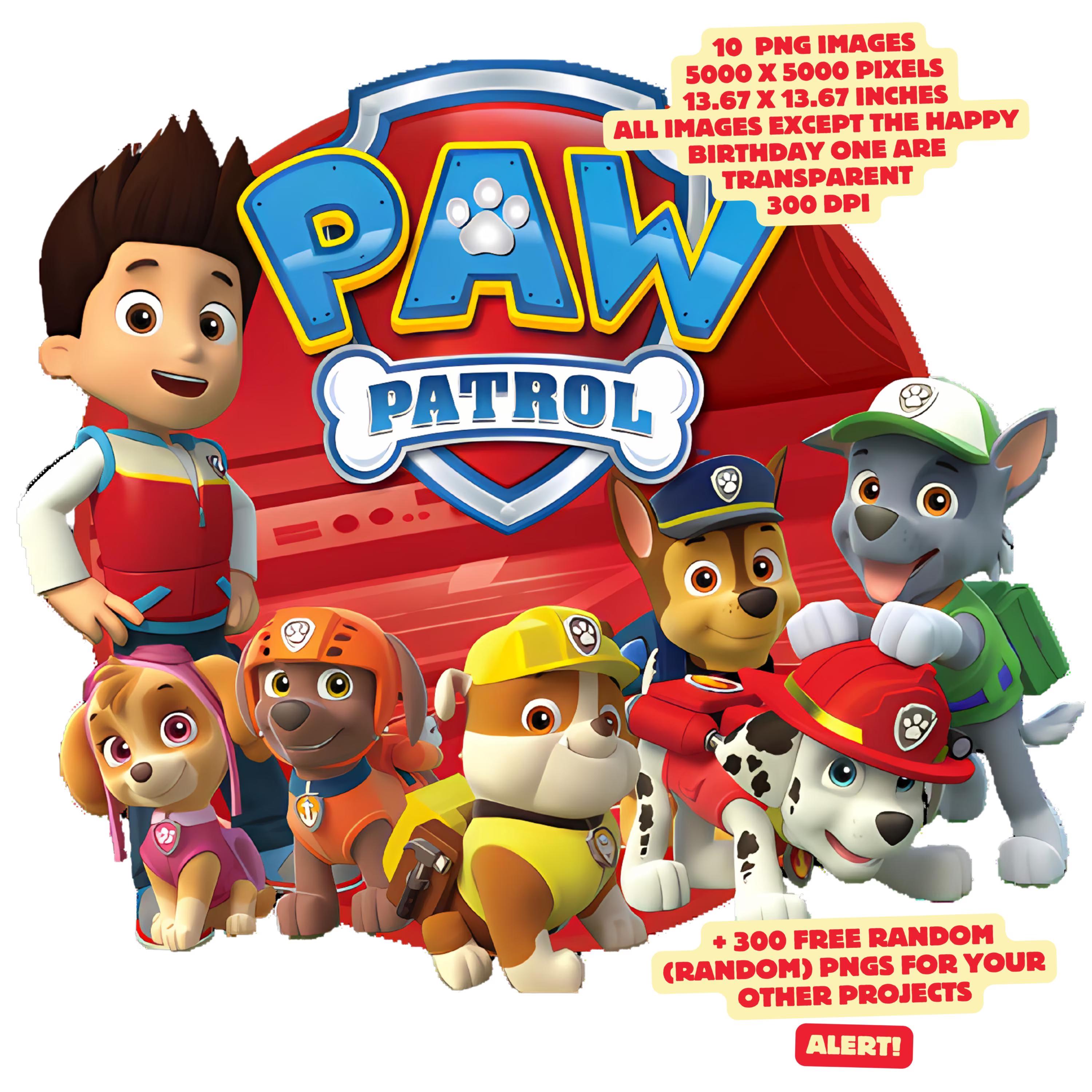 10 Paw Patr0l PNG Rescue Dog Paw Hero Designs Firefighter, Policeman, Watercolor Splash High ...