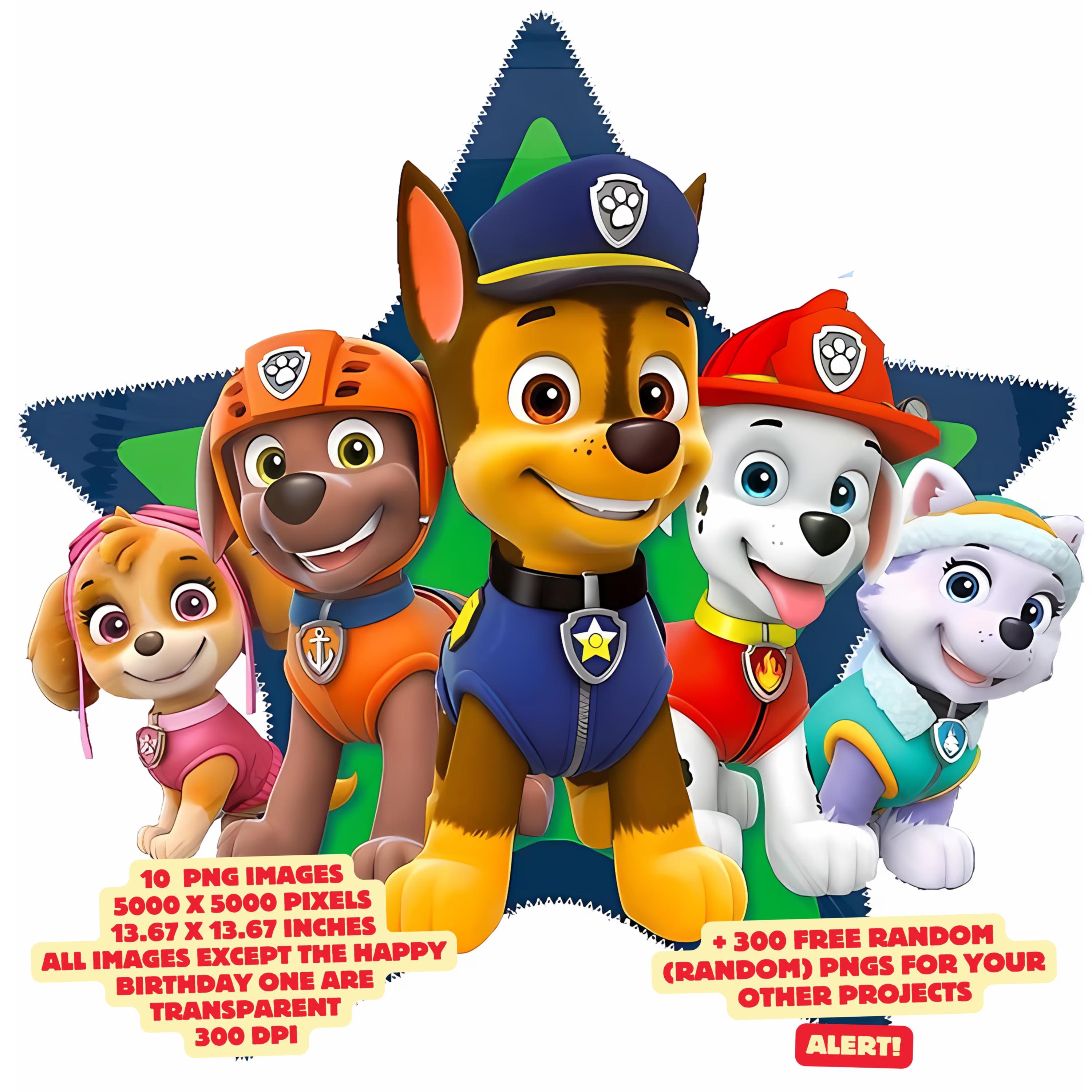 10 Paw Patr0l PNG Rescue Dog Paw Hero Designs Firefighter, Policeman, Watercolor Splash High ...