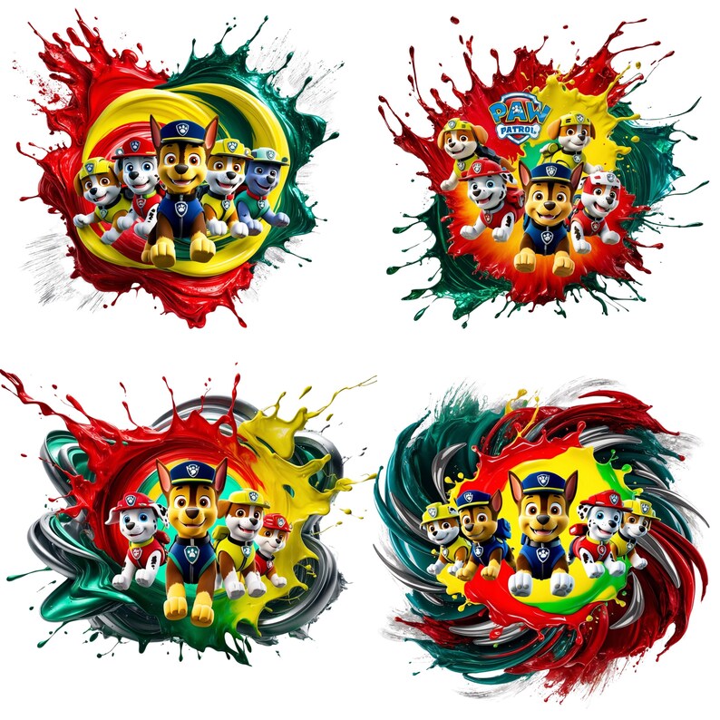 10 Ultimate Bundle: Heroic Pup Splash Art Collection Vibrant Digital ...