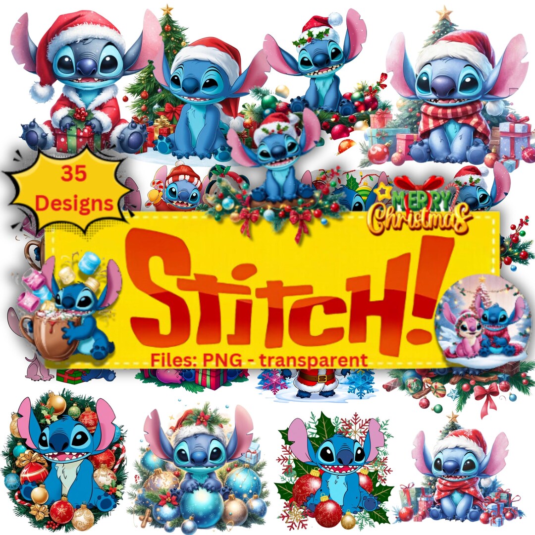 Stitch Christmas PNG, Clipart Stitch PNG, Stitch PNG Transparent, Cute ...