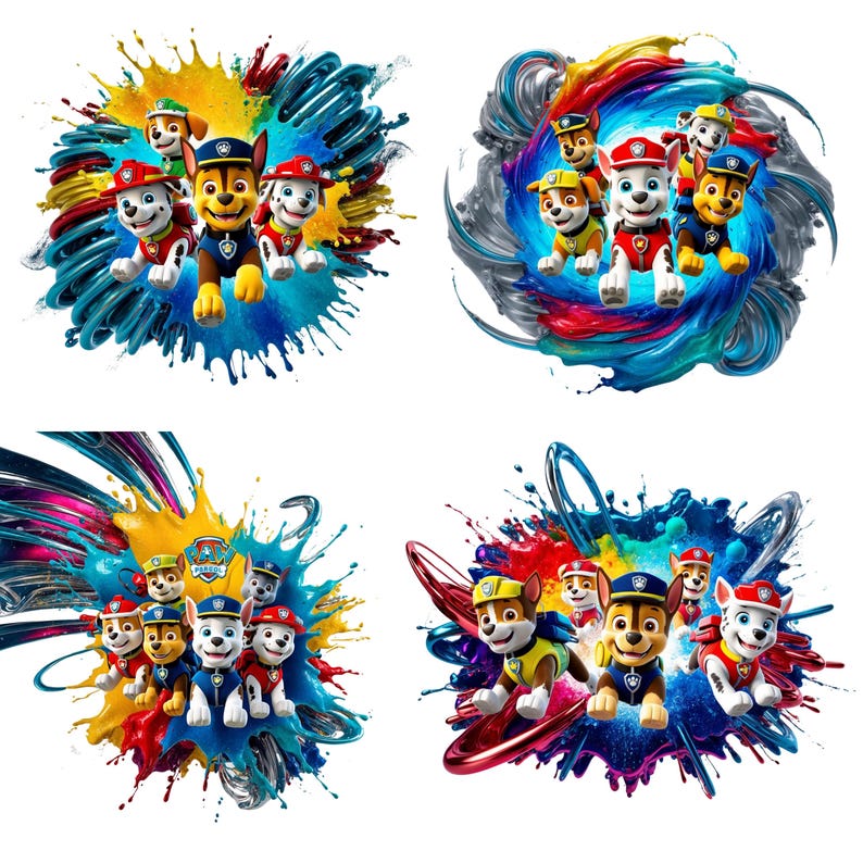 10 Ultimate Bundle: Heroic Pup Splash Art Collection Vibrant Digital ...