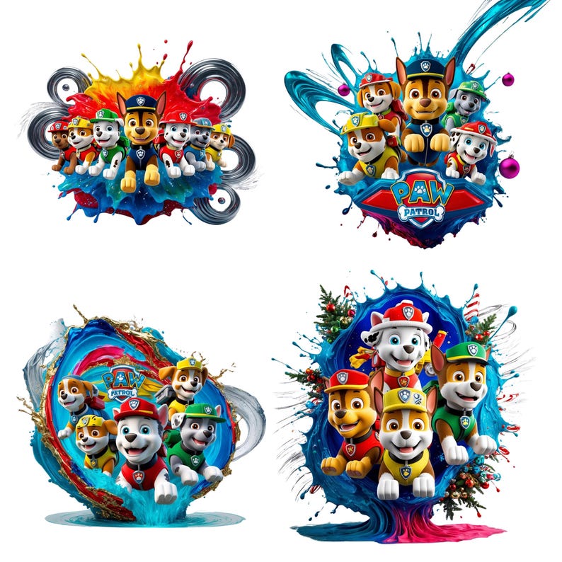 10 Ultimate Bundle: Heroic Pup Splash Art Collection Vibrant Digital ...
