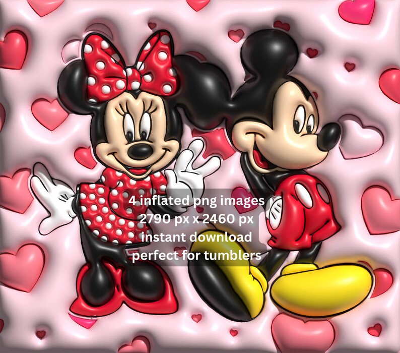 Minnie and Mickey Inflated Effect Tumbler Art Bundle 4 High-resolution ...