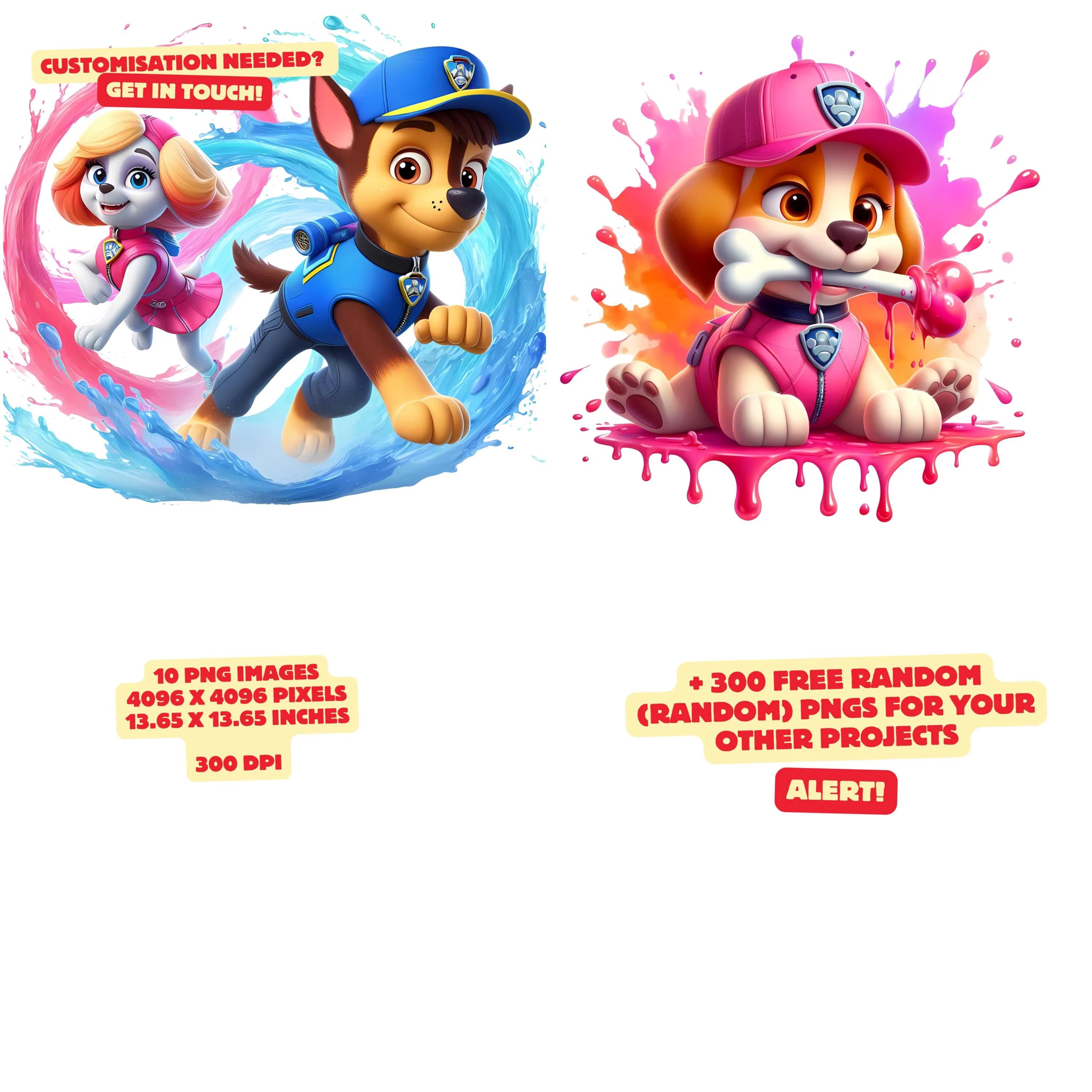 10 Paw PNG Rescue Dog Paw Hero Designs Firefighter, Policeman, Watercolor Splash High-resolution ...