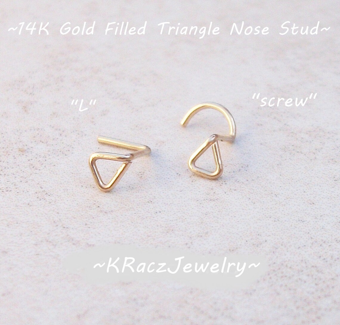 Gold Triangle Nose Stud Triangle Nose Ring Tragus Stud - Etsy