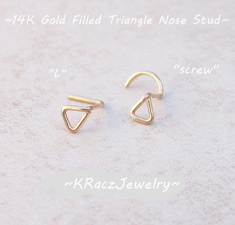 Gold Triangle Nose Stud Triangle Nose Ring Tragus Stud - Etsy