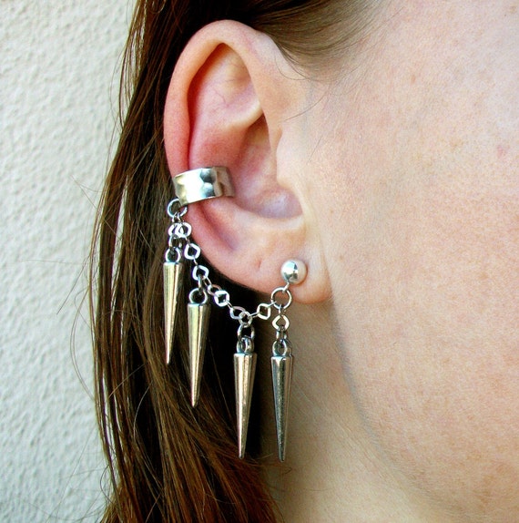Silver Spike Ear Cuff Chain Ear Cuff Custom Ear Cuff Ball | Etsy