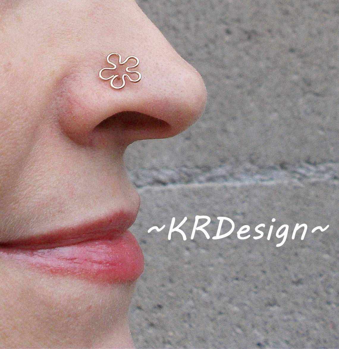 Rose Gold Flower Nose Stud Rose Gold Nose Ring Tragus - Etsy