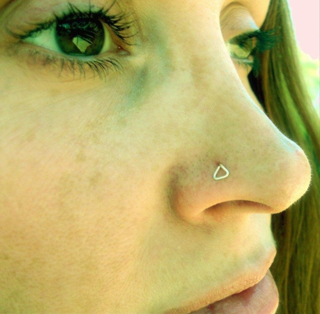 Silver Triangle Nose Stud - Tragus Jewelry - Nose Rings - Etsy