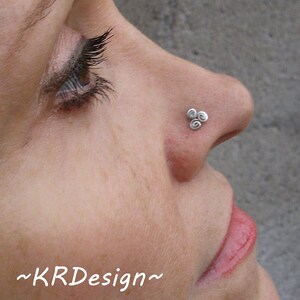 Sterling Silver Nose Stud, Spiral Nose Stud, Triangle Nose Stud ...