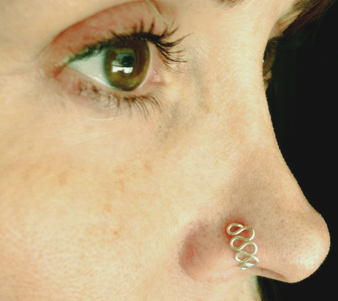 Sterling Silver Ocean Wave Nose Stud: Handmade Body Jewelry - Etsy