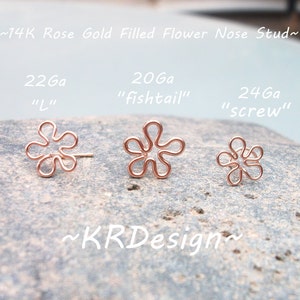 Rose Gold Flower Nose Stud, Rose Gold Nose Ring, Tragus Jewelry, Flower ...