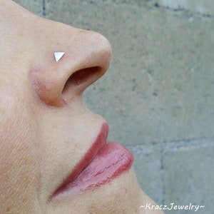 Sterling Silver Triangle Nose Stud, Nose Piercing, Tragus Jewelry, Body ...