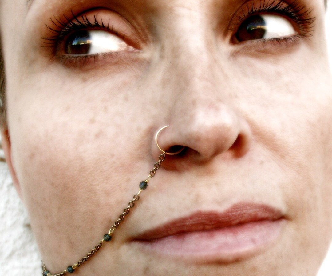 Gold Nose Chain, Dangle Earrings, Crystal Nose Chain, Body Jewelry ...