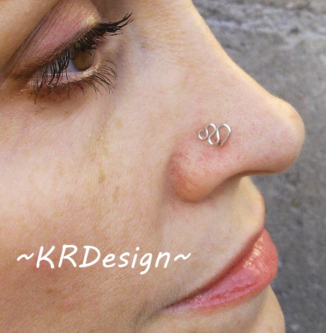 Sterling Silver Snake Nose Stud: Handmade Custom Nose Jewelry - Etsy