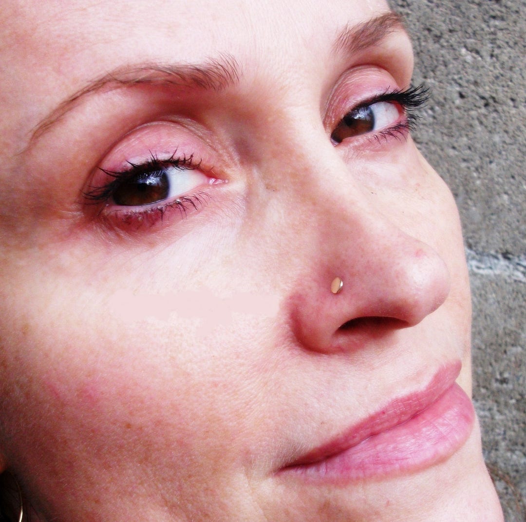 14K Solid Gold Disc Nose Stud: Handmade Body Piercing Jewelry - Etsy
