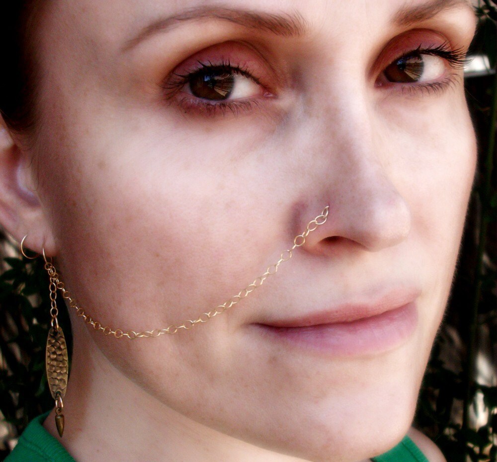 Gold Nose Chain Body Jewelry Nose Ring Nose Stud Charm - Etsy