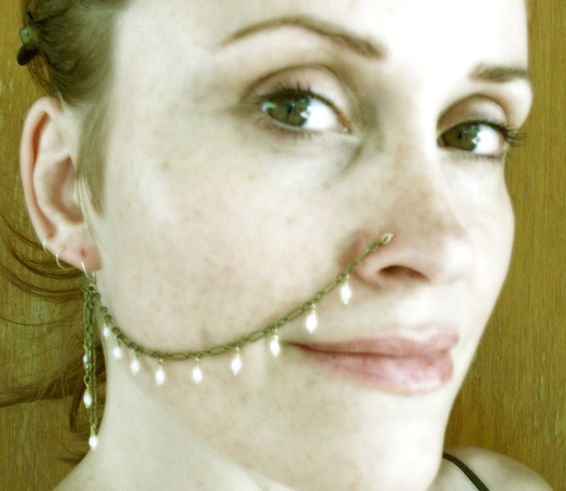 Fresh Water Pearl Nose Chain Custom Nose Chain Gold Nose - Etsy