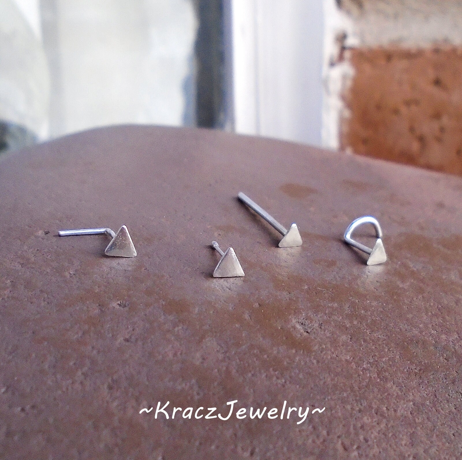 Sterling Silver Triangle Nose Stud Nose Piercing Tragus - Etsy