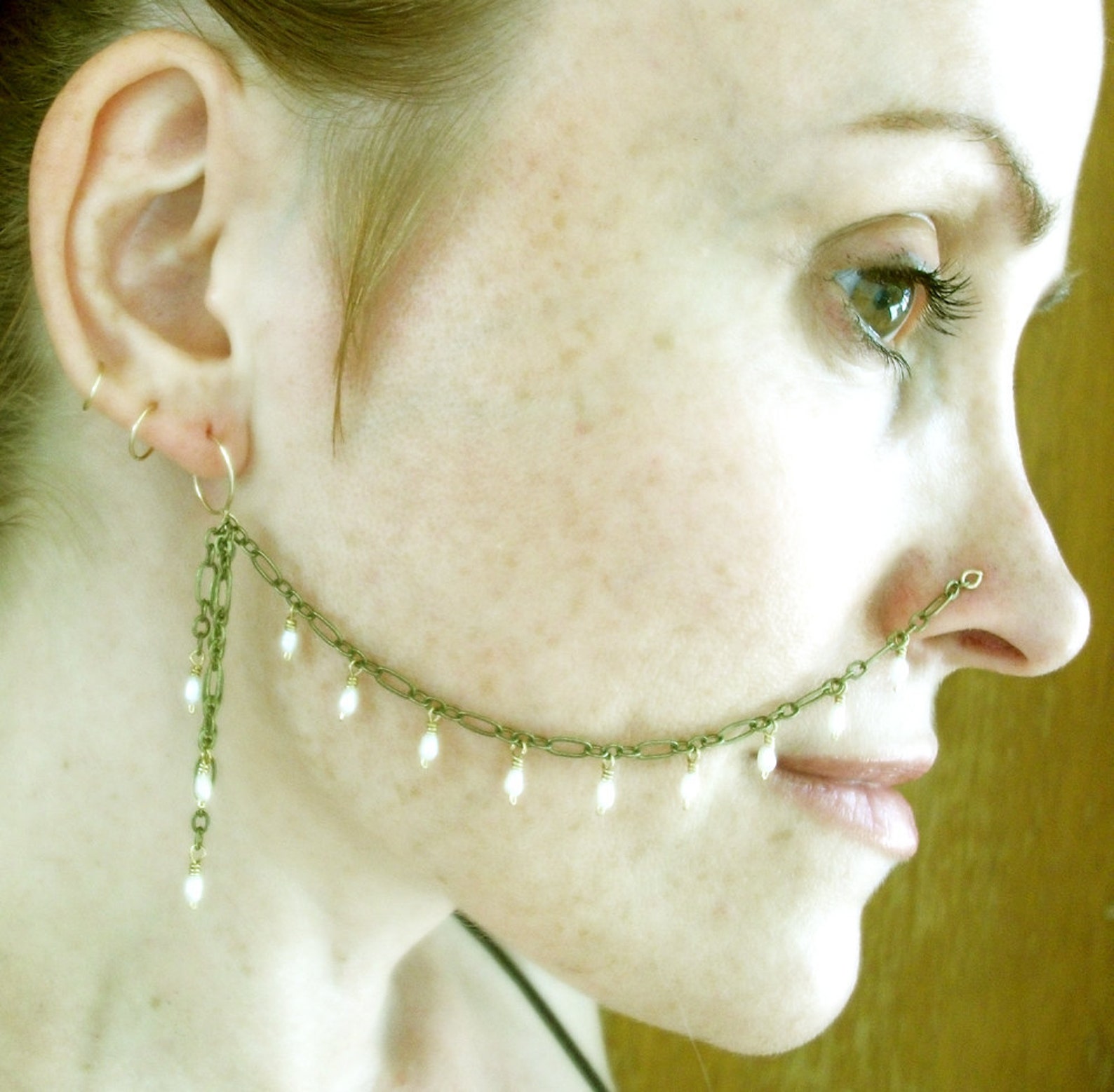 Fresh Water Pearl Nose Chain Custom Nose Chain Gold Nose - Etsy