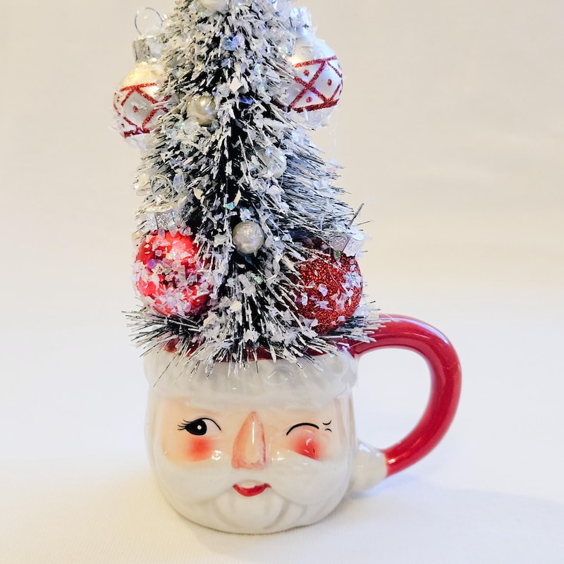 Santa Mug With Bottle Brush - Etsy
