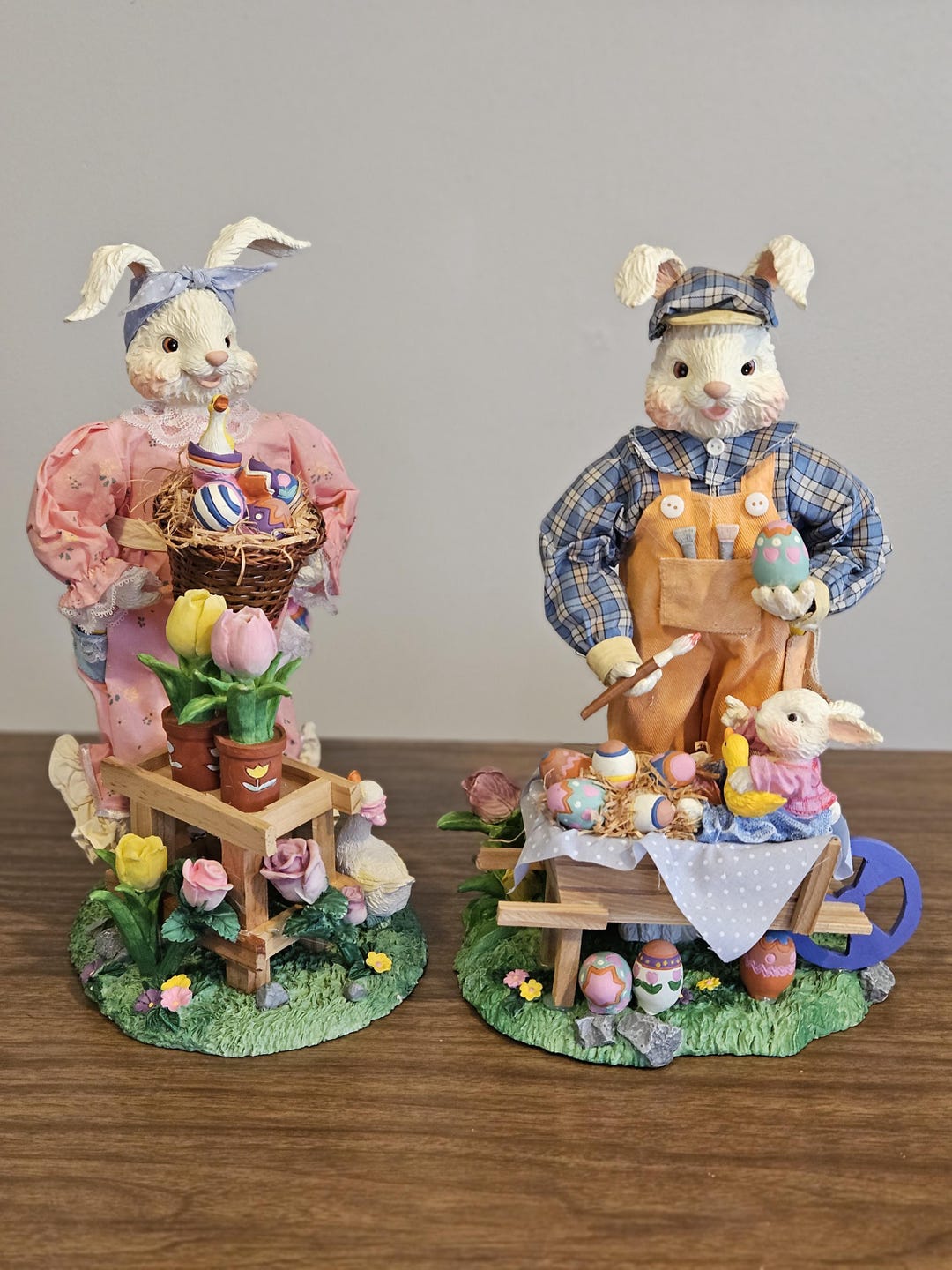 Fabric Mache Easter Bunny Couple Mr and Mrs Bunny New in the Box - Etsy