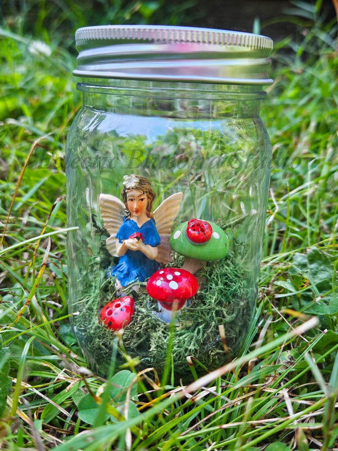 Whimsical Fairy in a Jar, Fairy Garden in a Jar, Whimsical Fantasy Fairy, Fairy Art, Fairy Jar ...