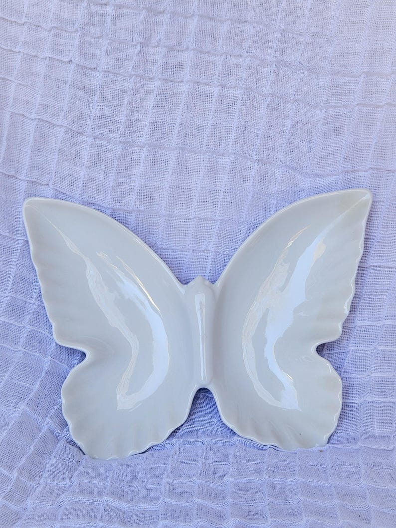 Vintage White Butterfly Porcelain Jewelry Trinket Dish Made in Japan - Etsy