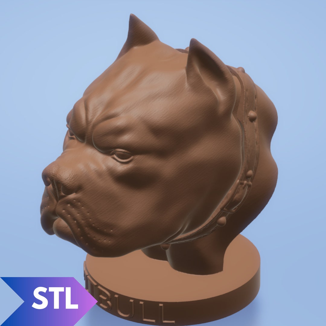 STL FILES for 3D Printing, 3d Pitbull Bust Drawing, 3d Print Stl, 3d ...