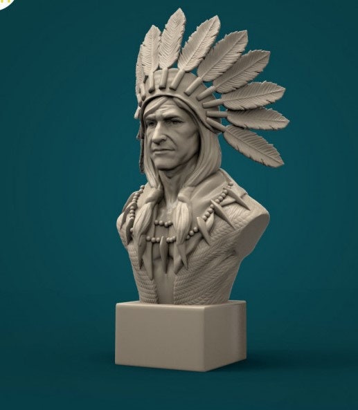 STL FILES for 3D Printing, 3d Native American Bust, 3d Print Stl, 3d ...