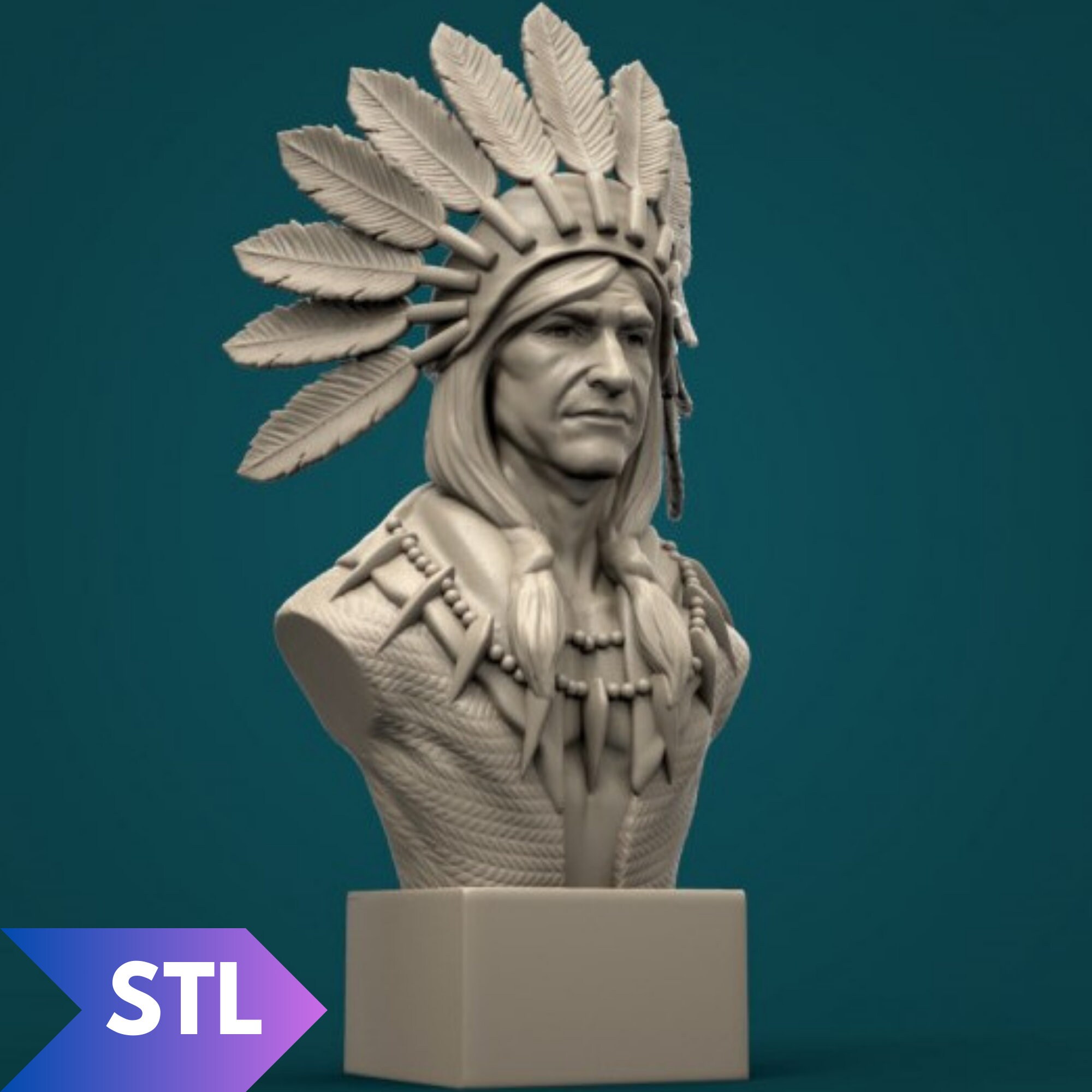 STL FILES for 3D Printing, 3d Native American Bust, 3d Print Stl, 3d ...