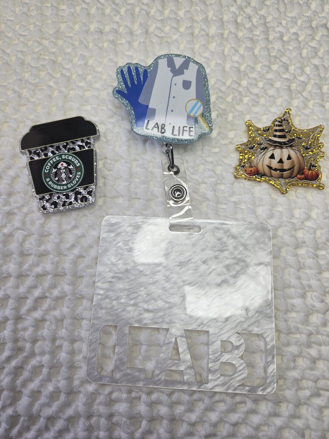 Nurse Badge Buddy (lab Tech) Badge Reel With Interchangeable Velcro ...