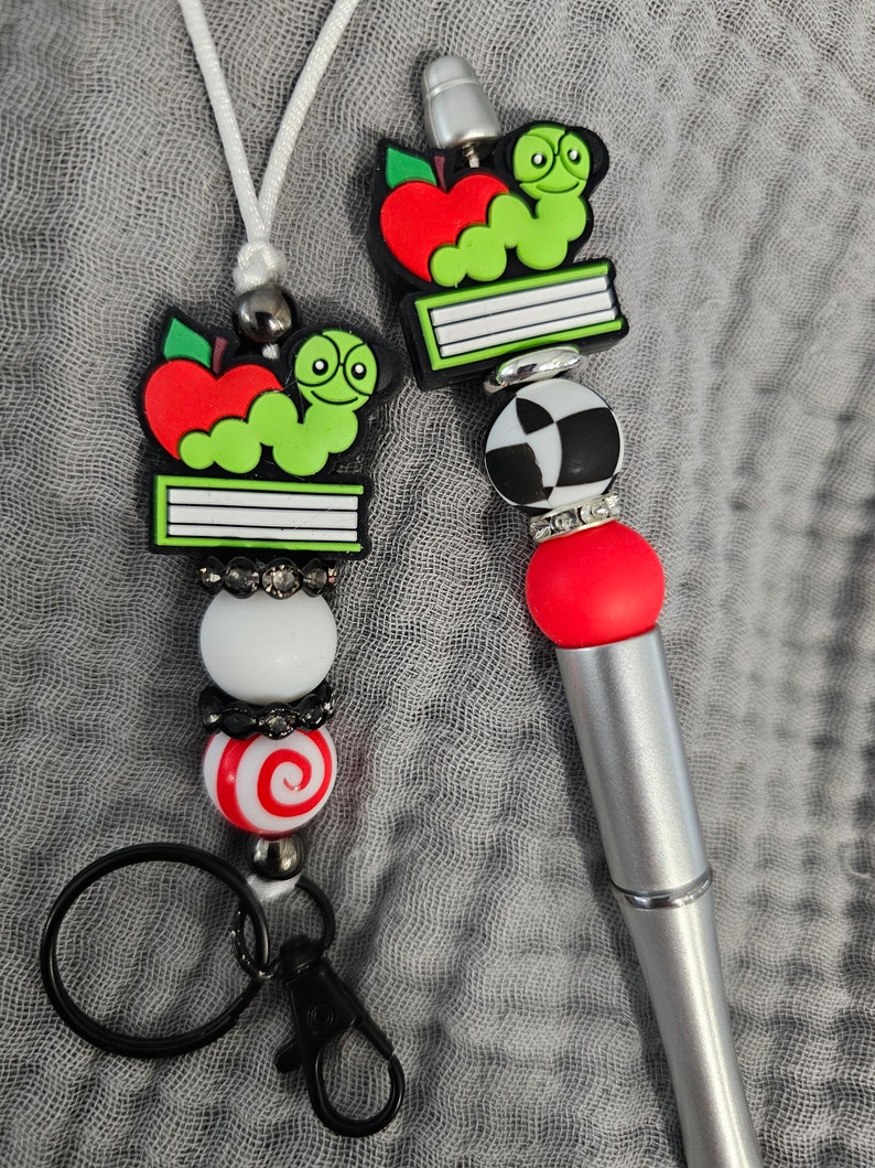 Bookworm Keychain and Pen Set - Etsy
