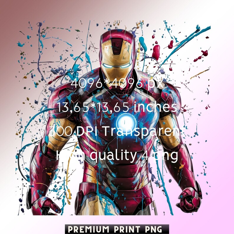 4 PNG Iron Man Splash y acuarela Diseño digital Archivo PNG para ...