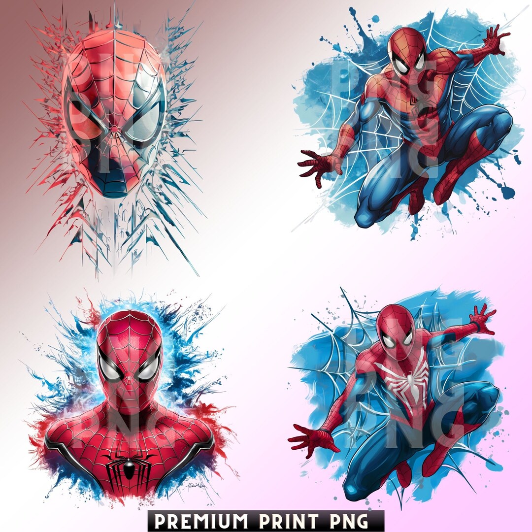 4 PNG Spiderman, Splash and Watercolor, Digital Design, PNG File for ...