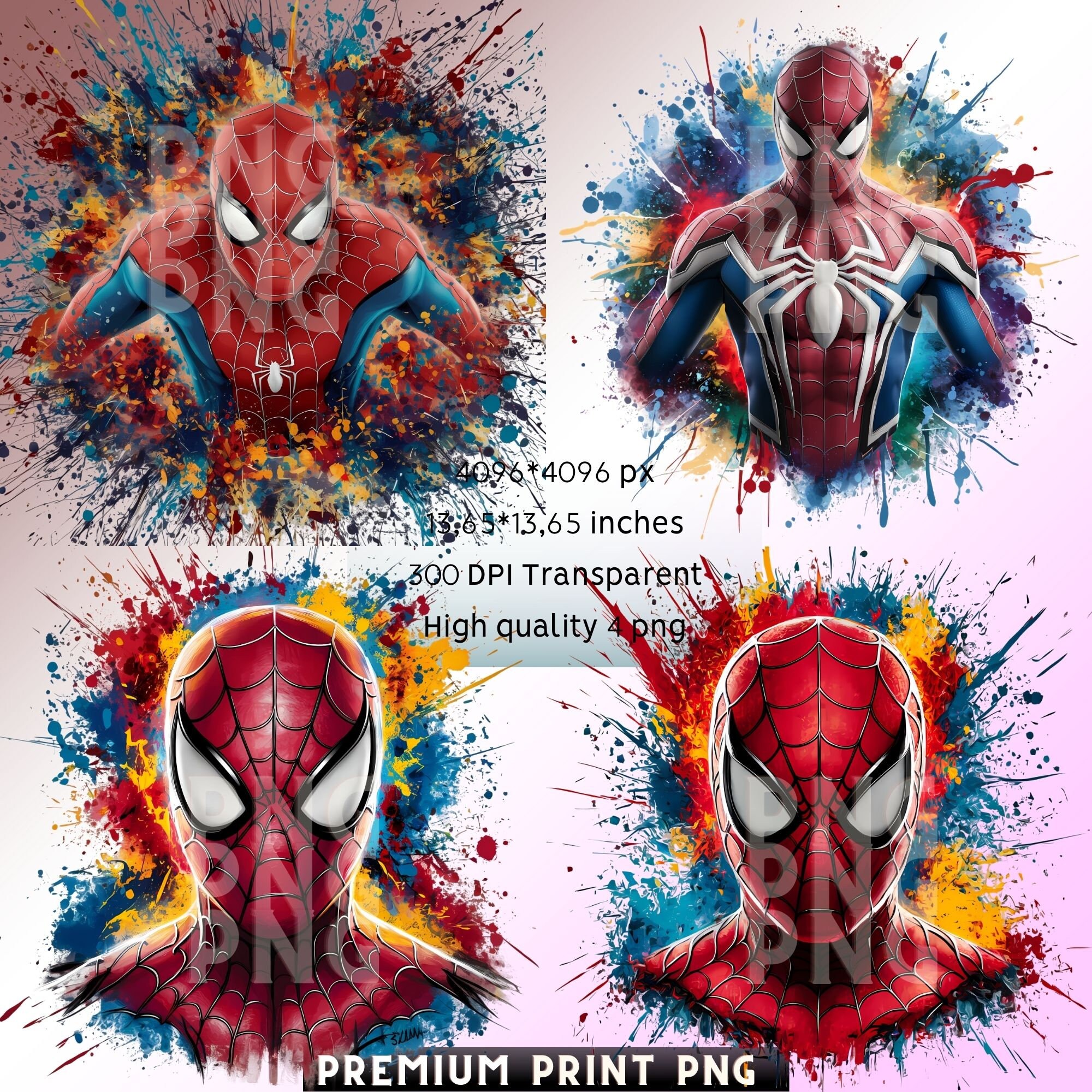 Spiderman Splash and Watercolor Digital Design PNG File for Sublimation ...