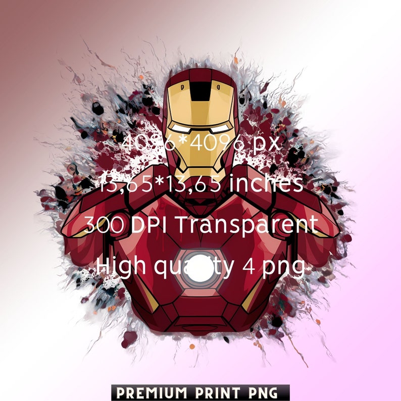 4 PNG Iron Man Splash y acuarela Diseño digital Archivo PNG para ...