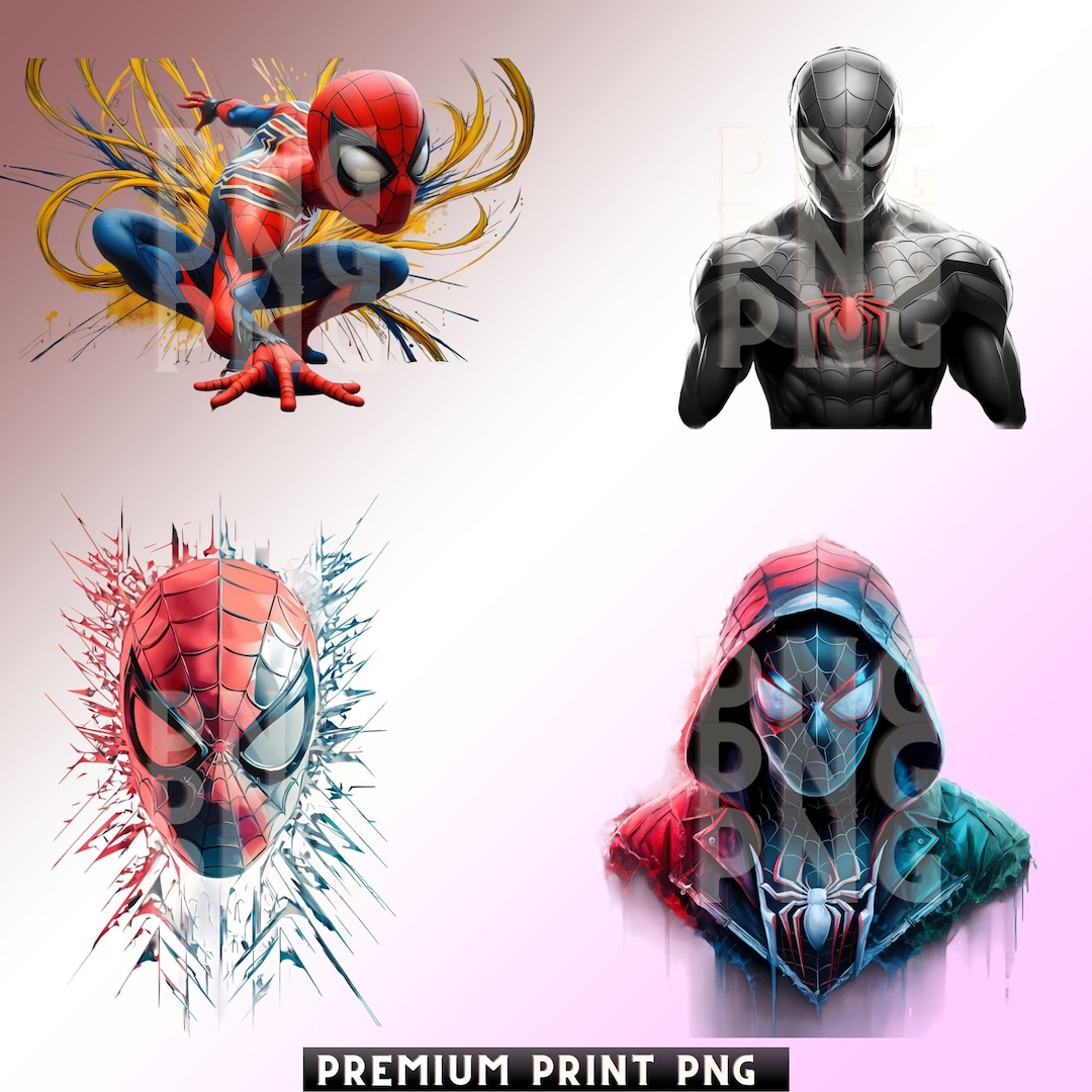 4 PNG Spiderman, Splash and Watercolor, Digital Design, PNG File for ...
