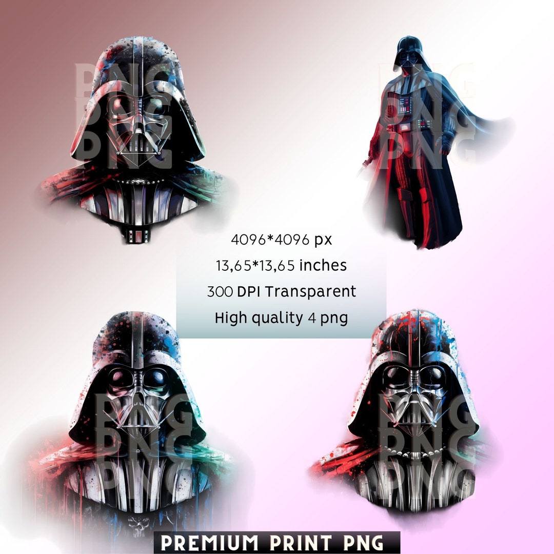 4 PNG Star Wars Darth Vader Splash and Watercolor Digital Design PNG ...